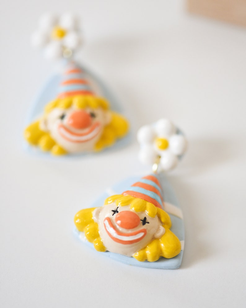 Cute Smiley Circus Clowns Polymer Clay Earrings MADE TO - Etsy