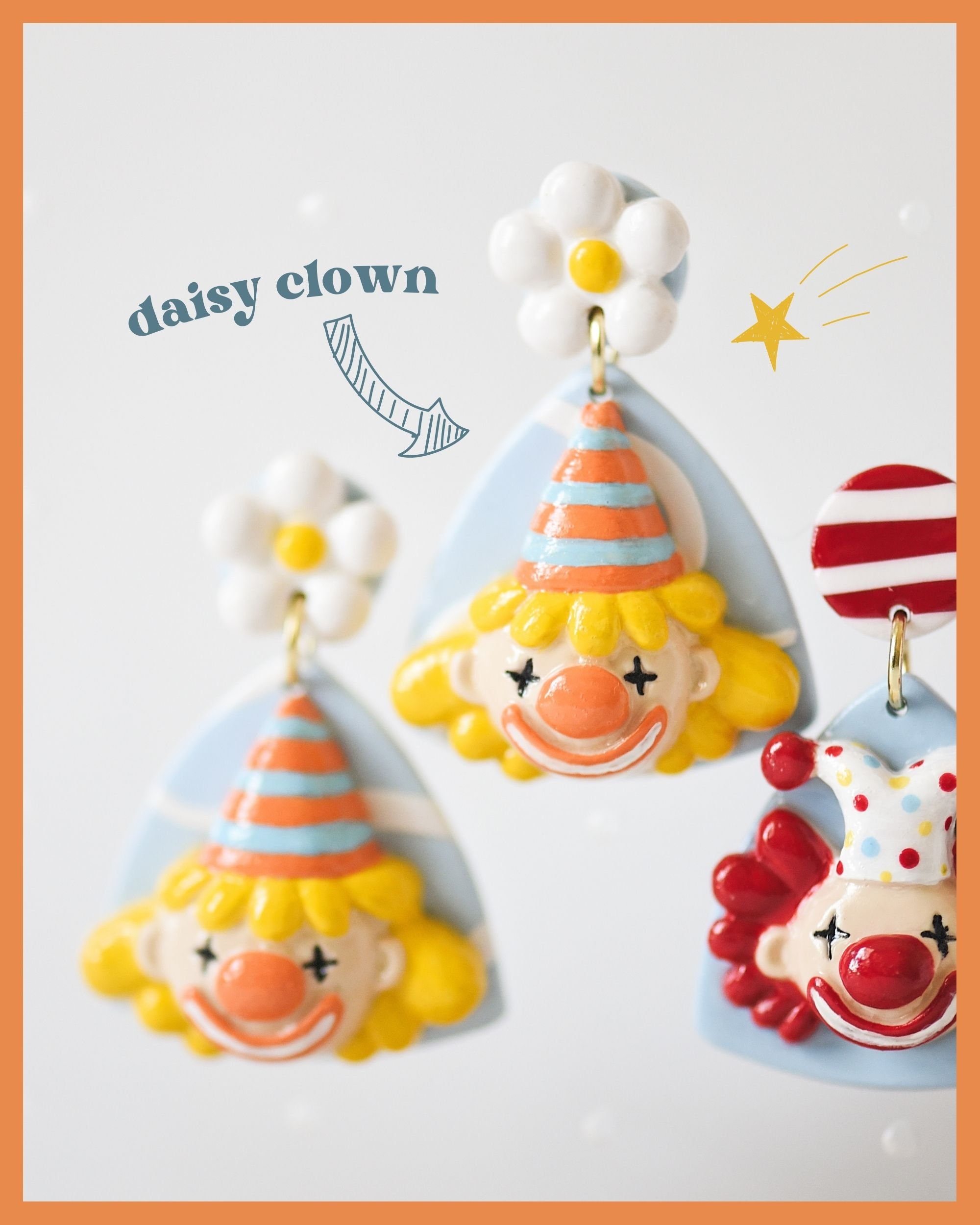 Cute Smiley Circus Clowns Polymer Clay Earrings MADE TO - Etsy