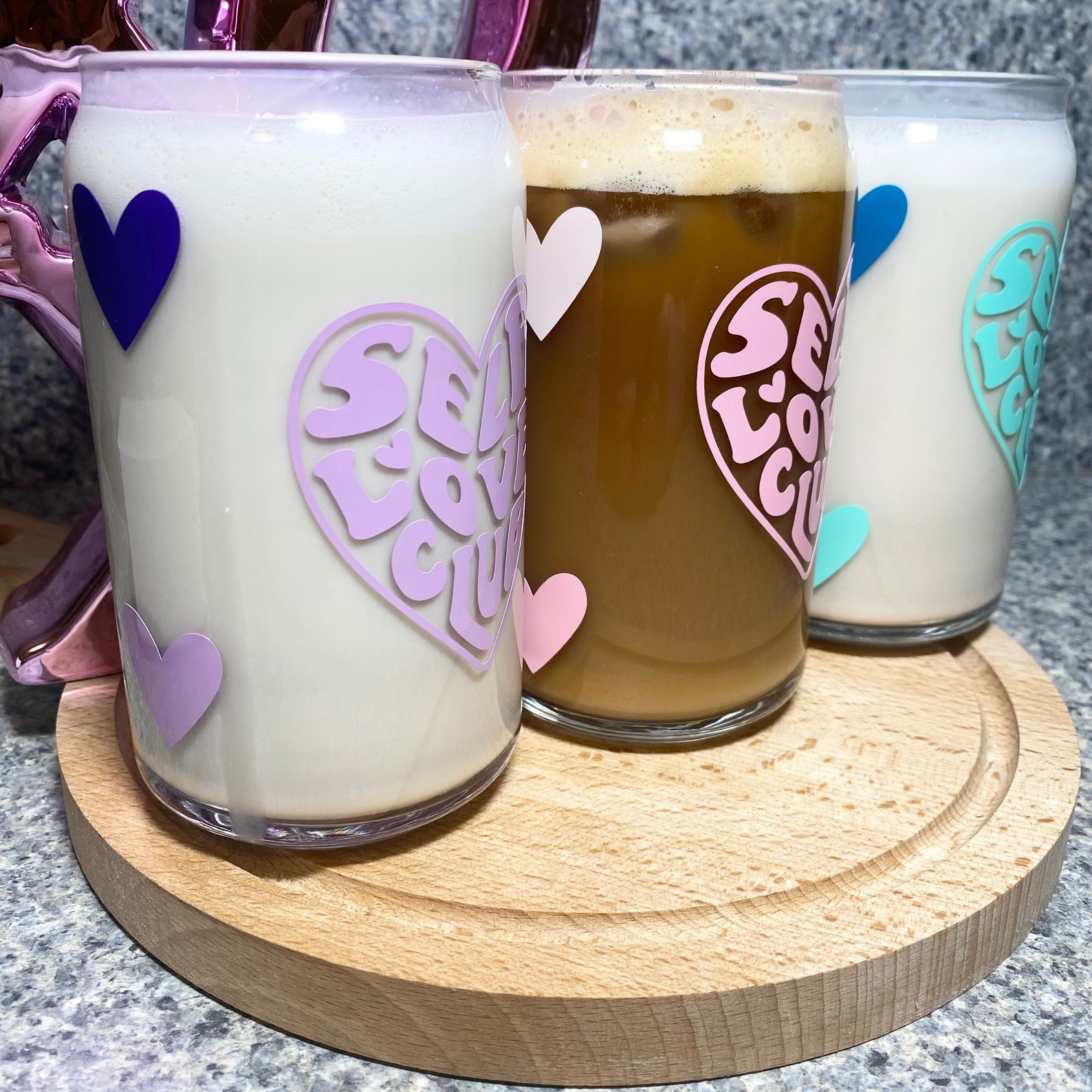 Self Love Club Glass Iced Coffee Glass Beer Can Glass - Etsy