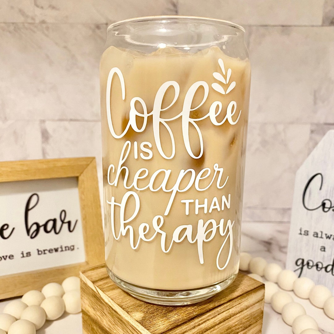 Coffee Therapy Beer Can Glass Iced Coffee Glass Soda Glass - Etsy