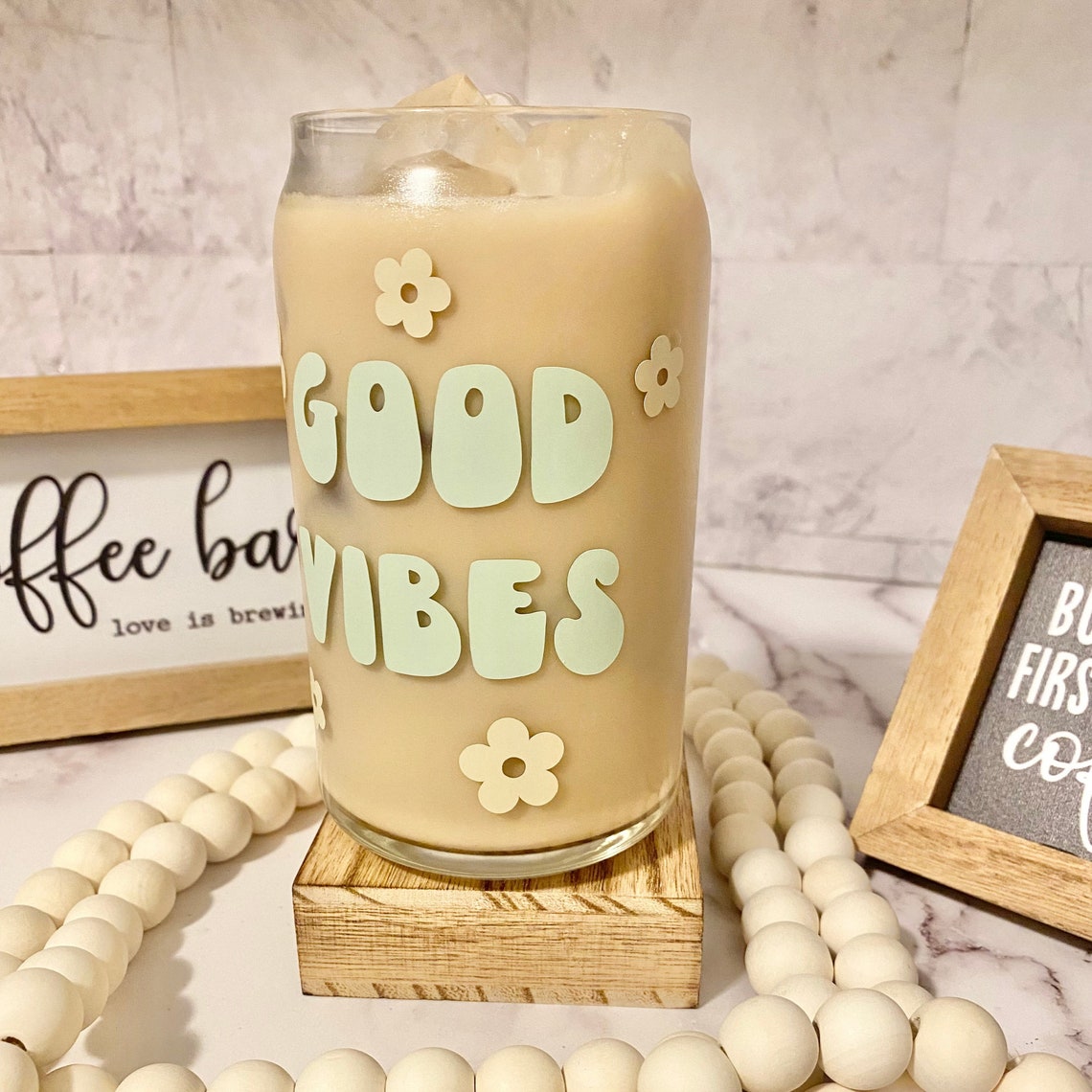 Good Vibes Beer Can Glass Iced Coffee Glass Soda Glass Can - Etsy