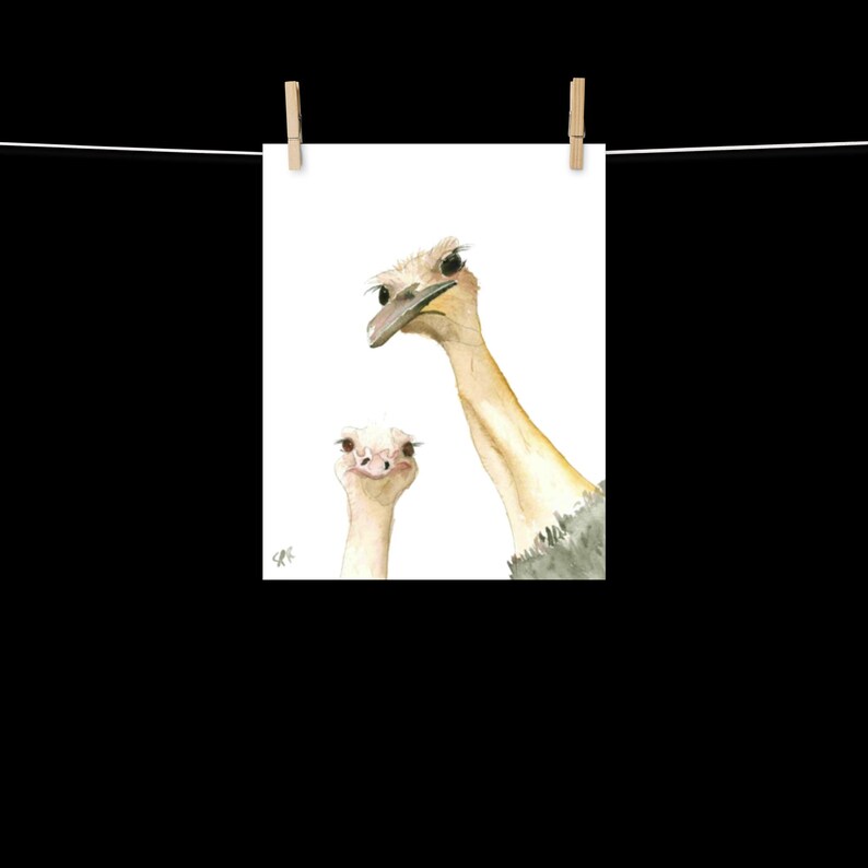 Watercolor Ostrich Poster - Etsy