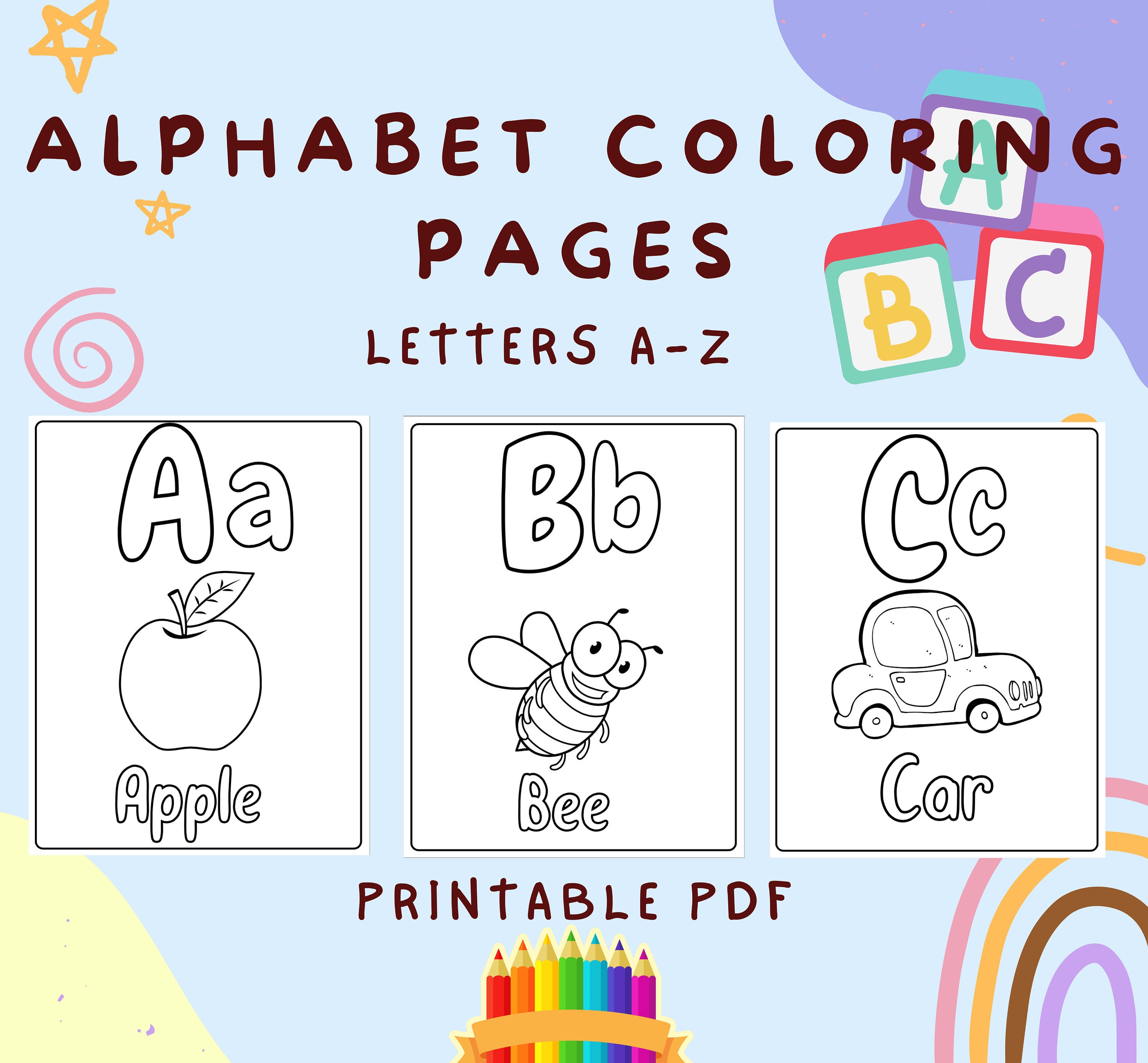 Alphabet Coloring Pages for Kids- Printable ABC Coloring Book ...