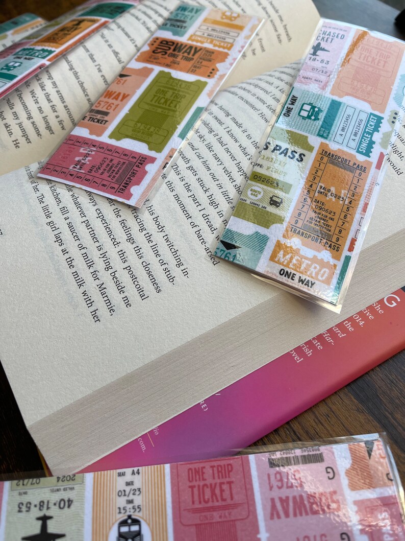 Travel Lover Laminated Bookmarks, Ticket Stub Bookmarks, Gift for Book ...