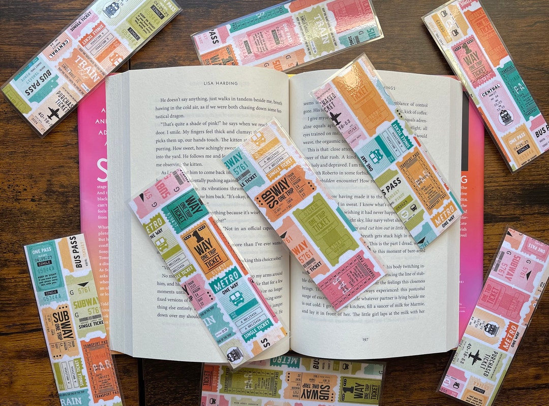 Travel Lover Laminated Bookmarks, Ticket Stub Bookmarks, Gift for Book ...