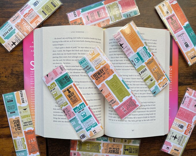 Travel Lover Laminated Bookmarks, Ticket Stub Bookmarks, Gift for Book ...
