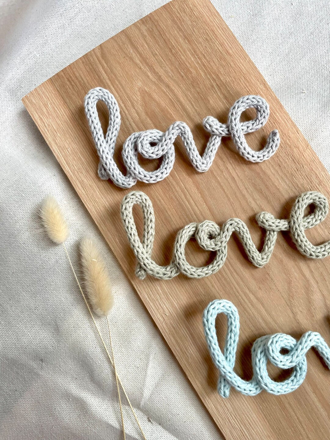 Love Knitted Sign, Lettering, Mini Name Tag, Mini Knitted Name, Knitted ...