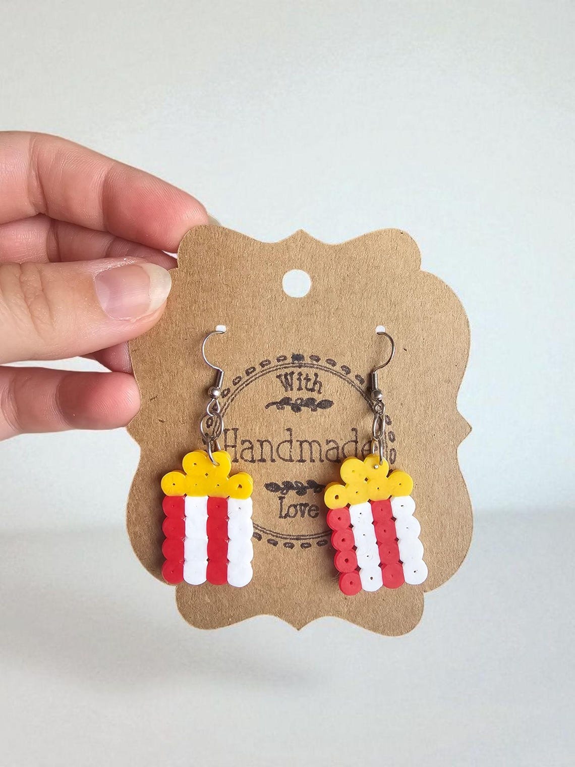 Handmade Perler Bead Popcorn Dangle Earrings - Etsy
