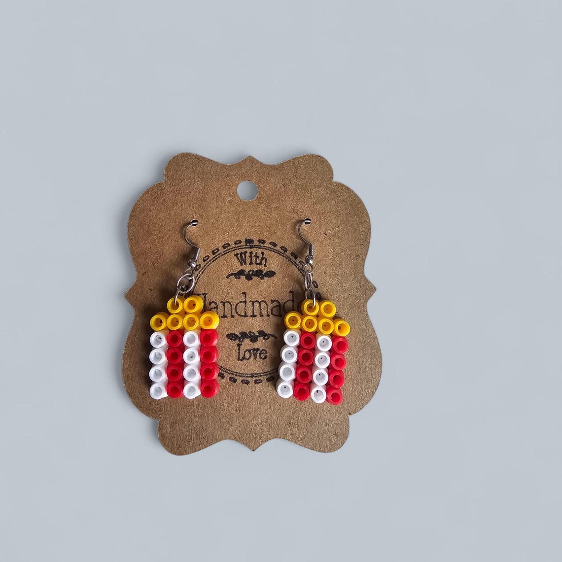 Handmade Perler Bead Popcorn Dangle Earrings - Etsy