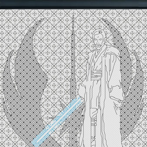 Obi Wan Kenobi Jedi Blackwork Embroidery PDF Pattern Star - Etsy
