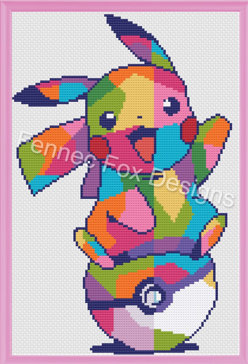 Rainbow Pikachu Cross Stitch Pattern | Pokemon Digital Cross-stitch PDF ...