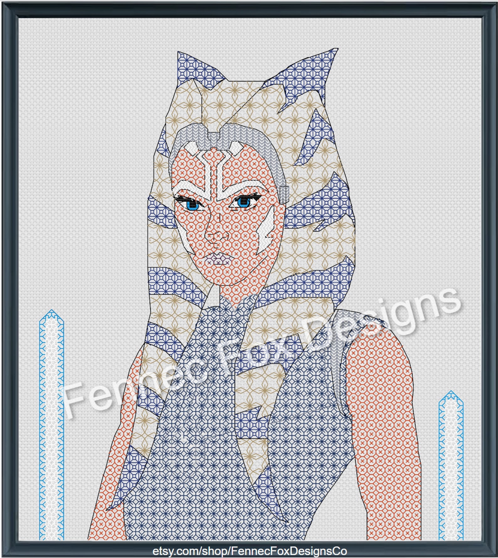 Ahsoka Blackwork Embroidery PDF Pattern | Star Wars Digital Cross ...