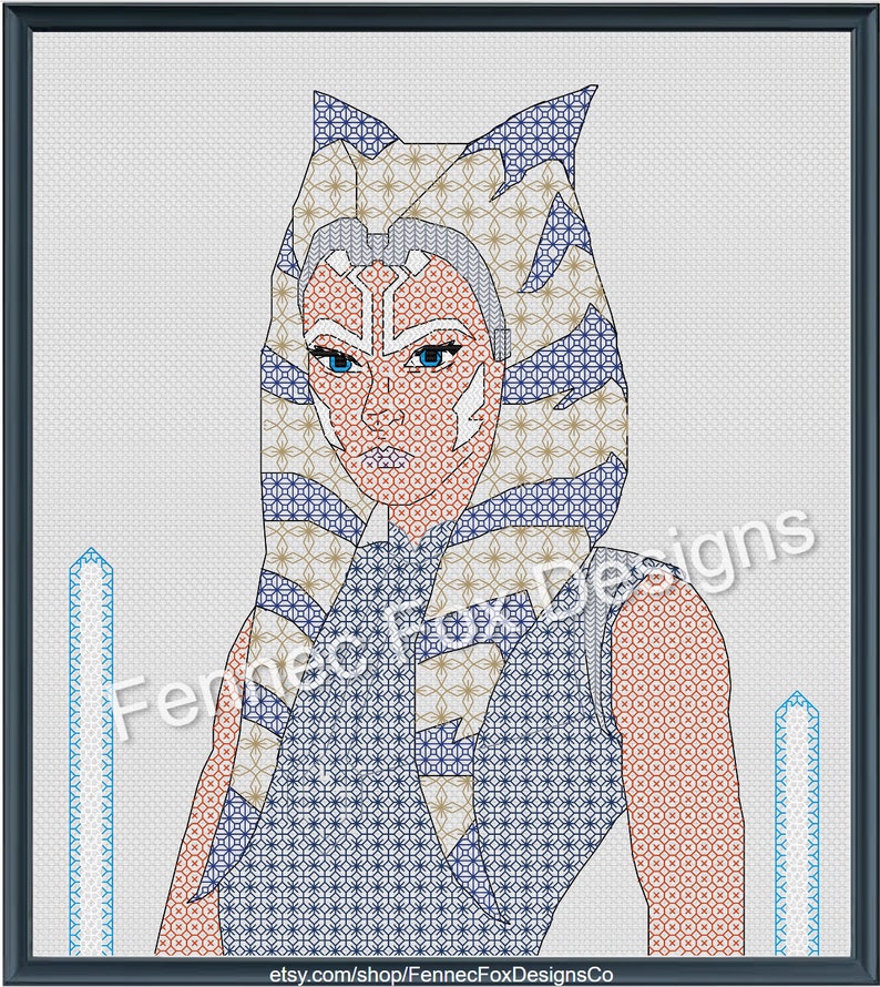 Ahsoka Blackwork Embroidery PDF Pattern | Star Wars Digital Cross ...