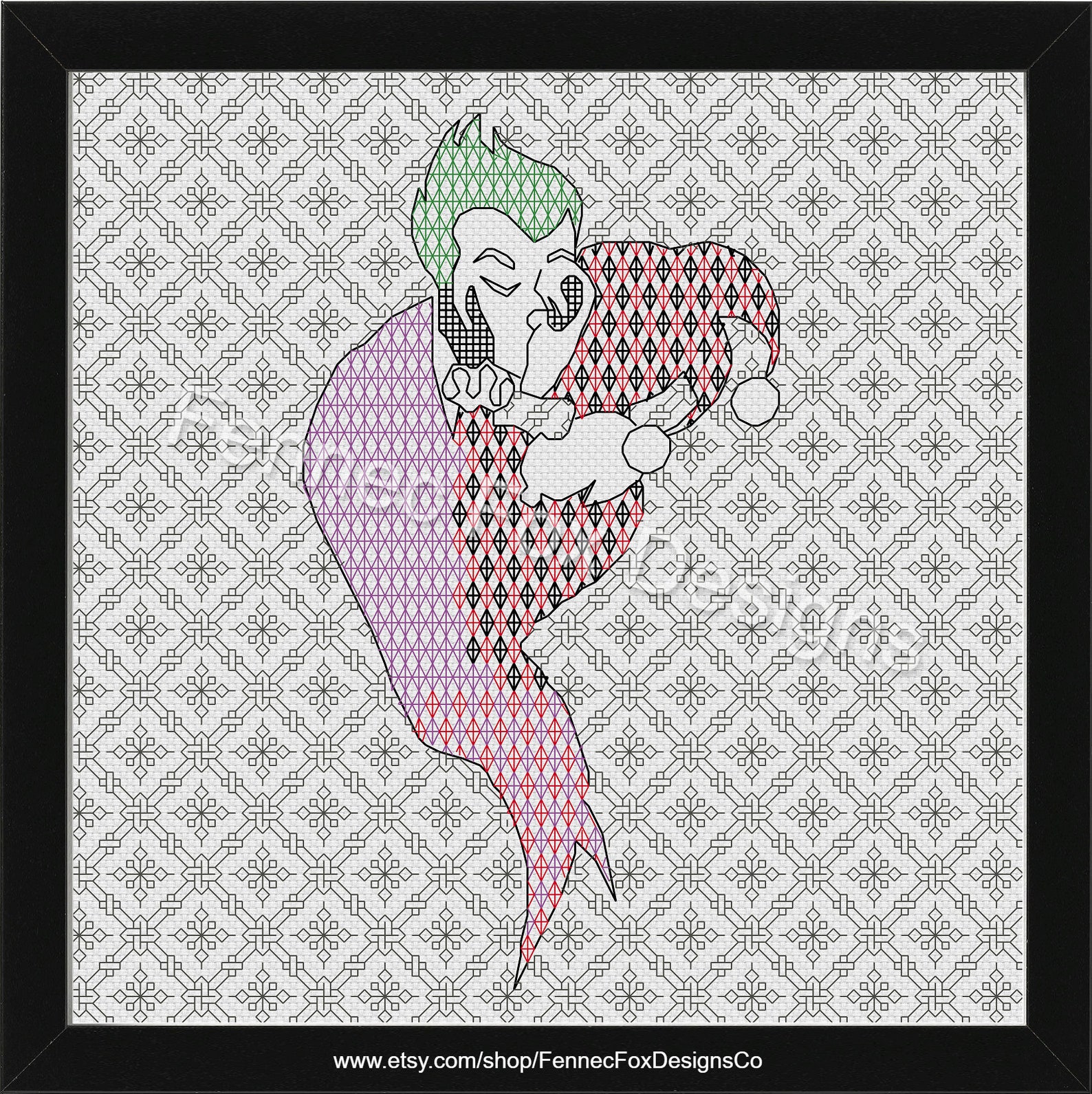 Harley Quinn and the Joker Blackwork Embroidery PDF Pattern - Etsy
