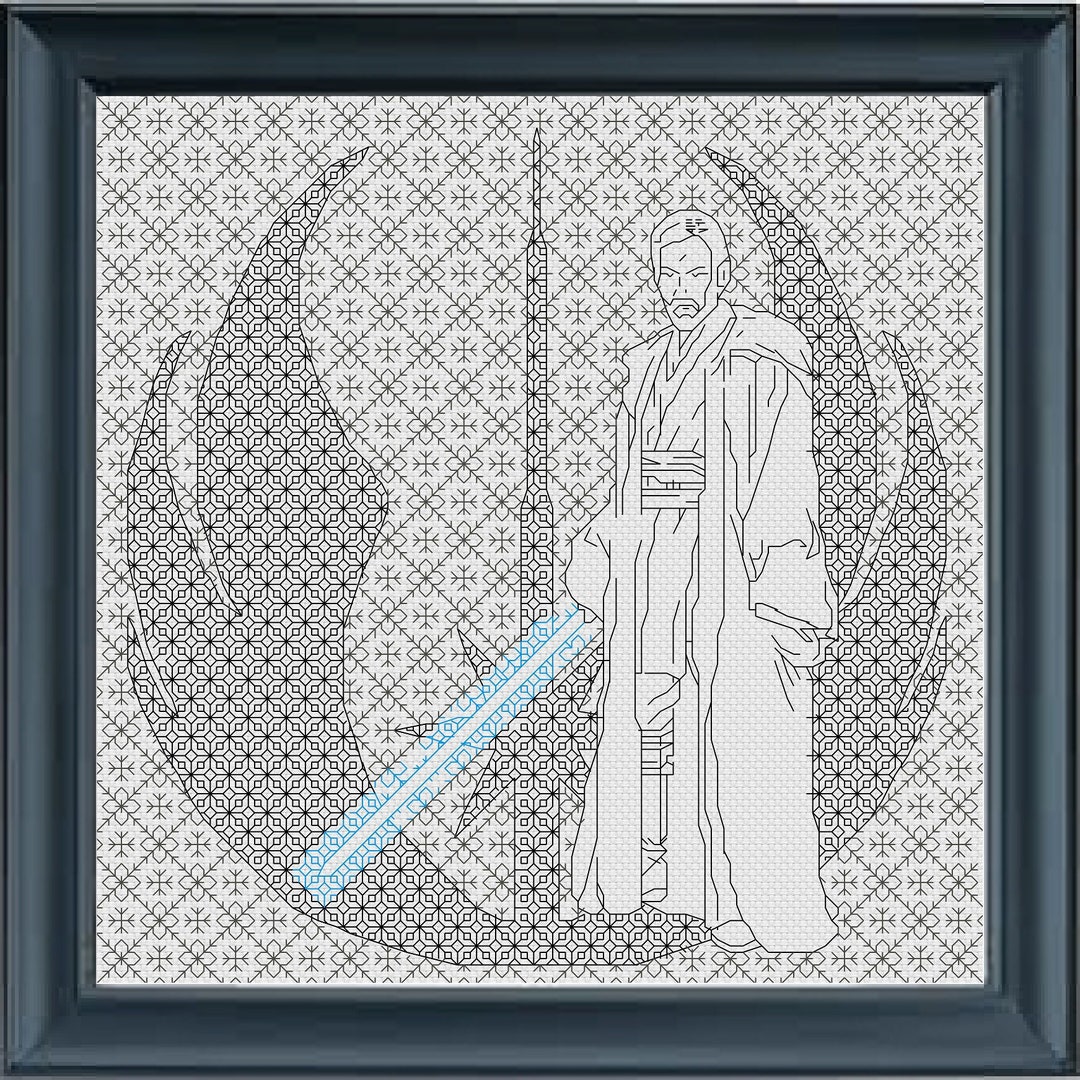 Obi Wan Kenobi Jedi Blackwork Embroidery PDF Pattern | Star Wars ...