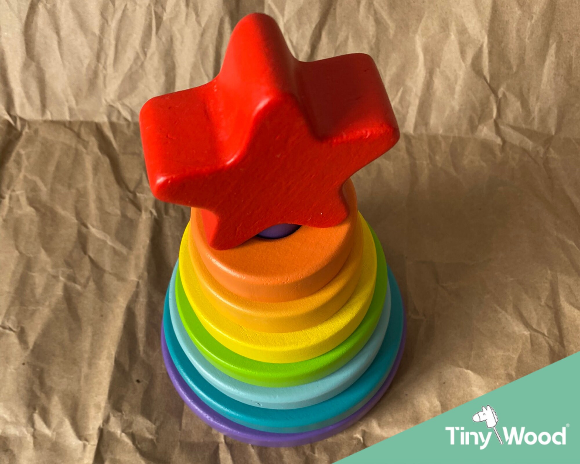 Wooden Ring Stacker, Montessori Rainbow Stacker, Ring Stacker, Waldorf ...