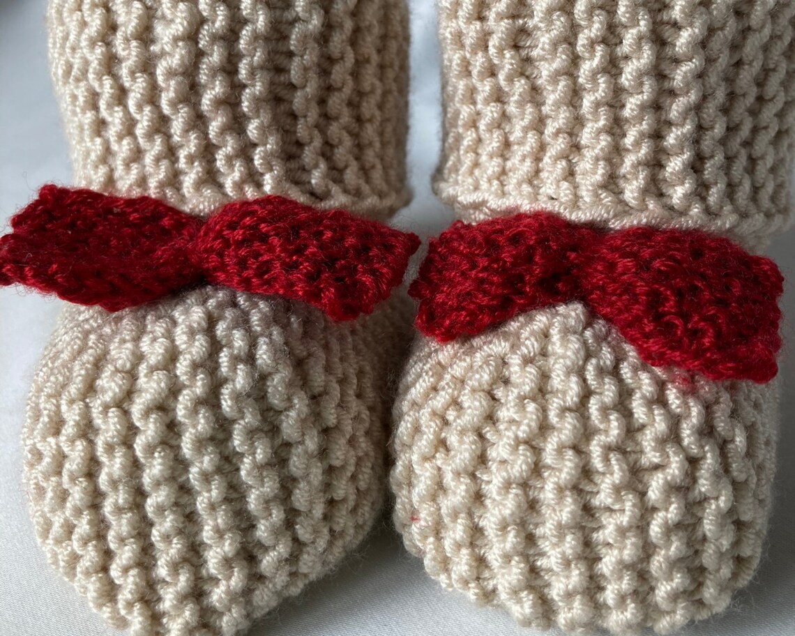 Organic Wool Hand Knitted Baby Booties, Hand Knit Organic Baby Shoes ...