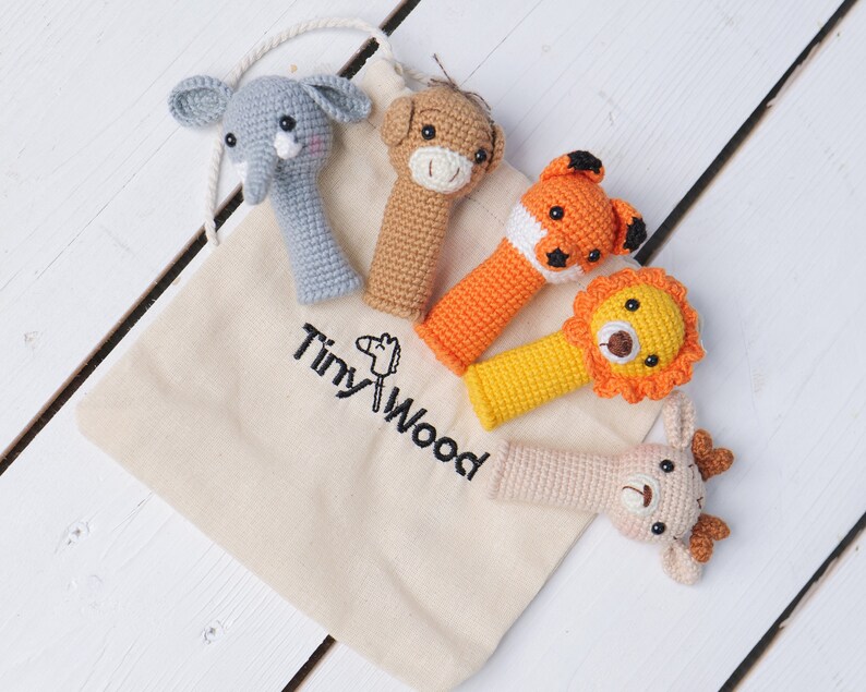 Crochet Safari Animal Finger Puppets: Handmade Baby & Toddler Toy - Etsy
