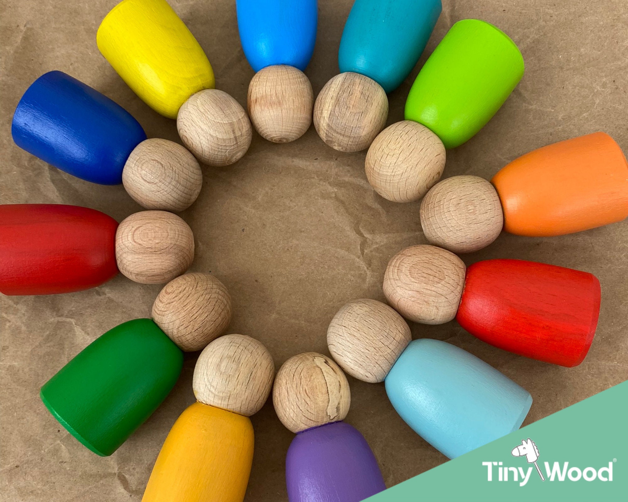 Waldorf Rainbow & Peg Doll Set 12-pack Waldorf Rainbow Montessori Baby ...