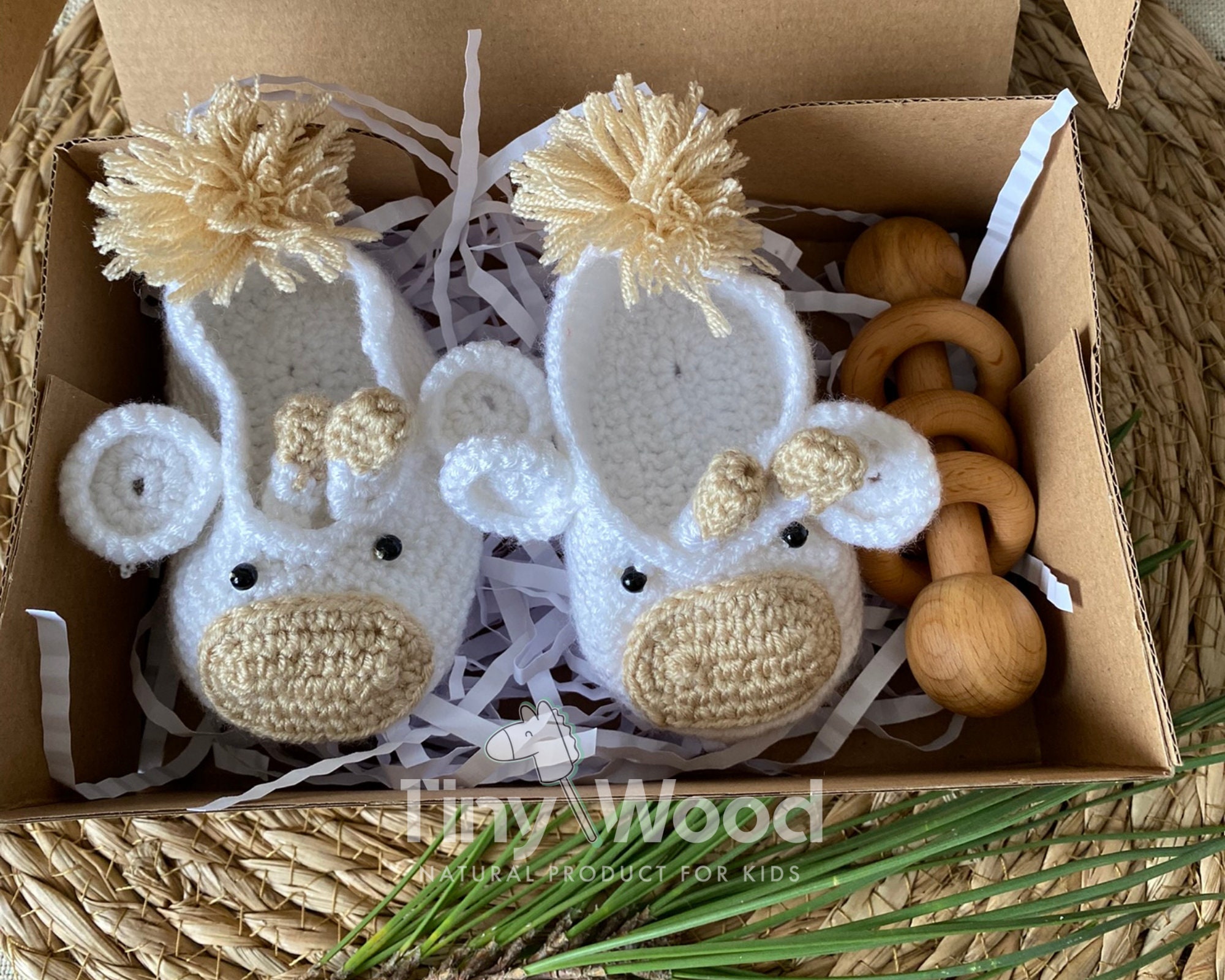 Giraffe Crochet Baby Booties, Organic Wool Hand Knitted Baby Booties ...