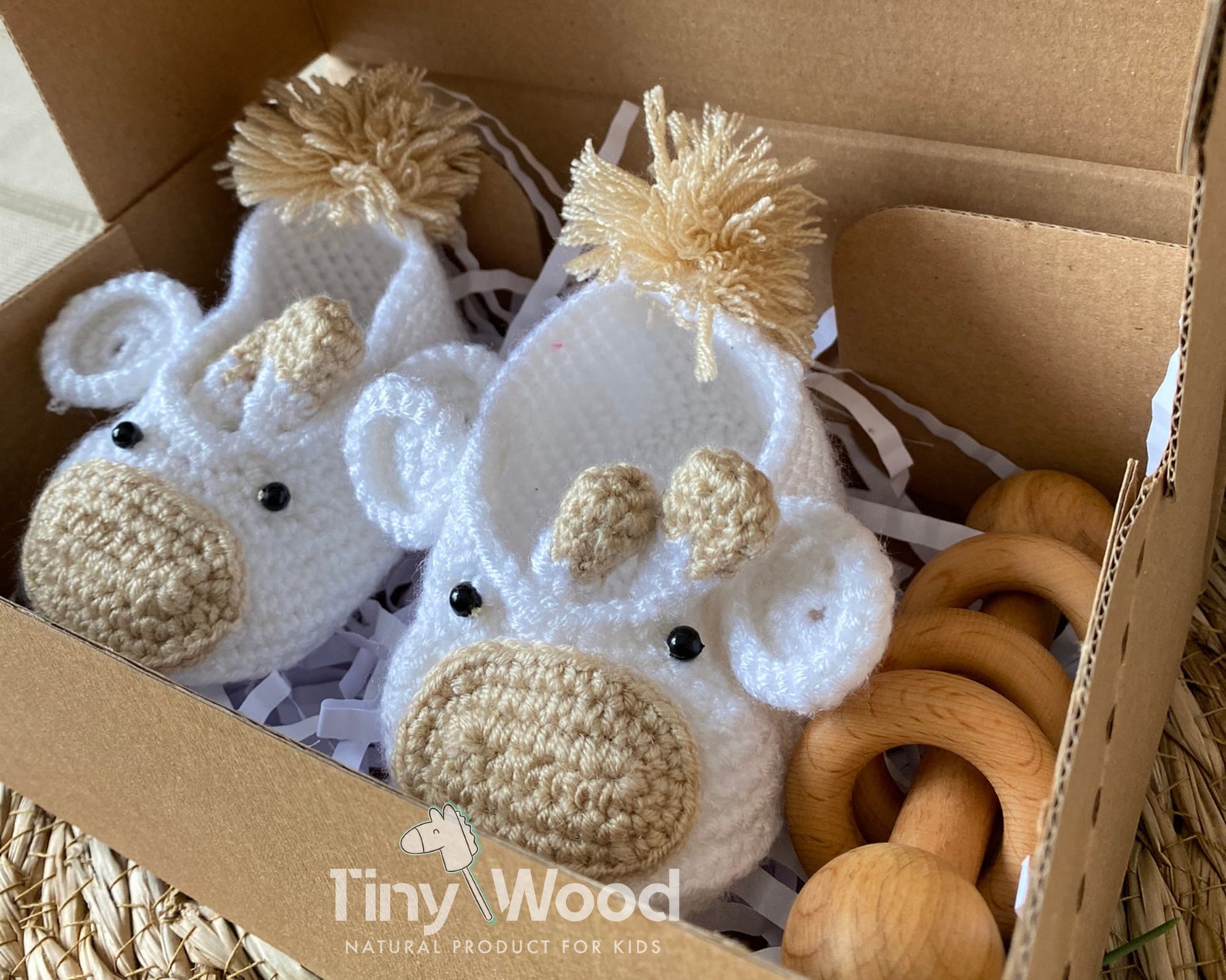Giraffe Crochet Baby Booties, Organic Wool Hand Knitted Baby Booties ...