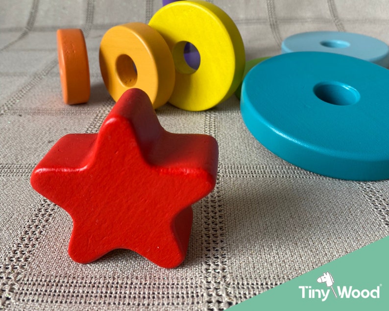 Wooden Ring Stacker, Montessori Rainbow Stacker, Ring Stacker, Waldorf ...