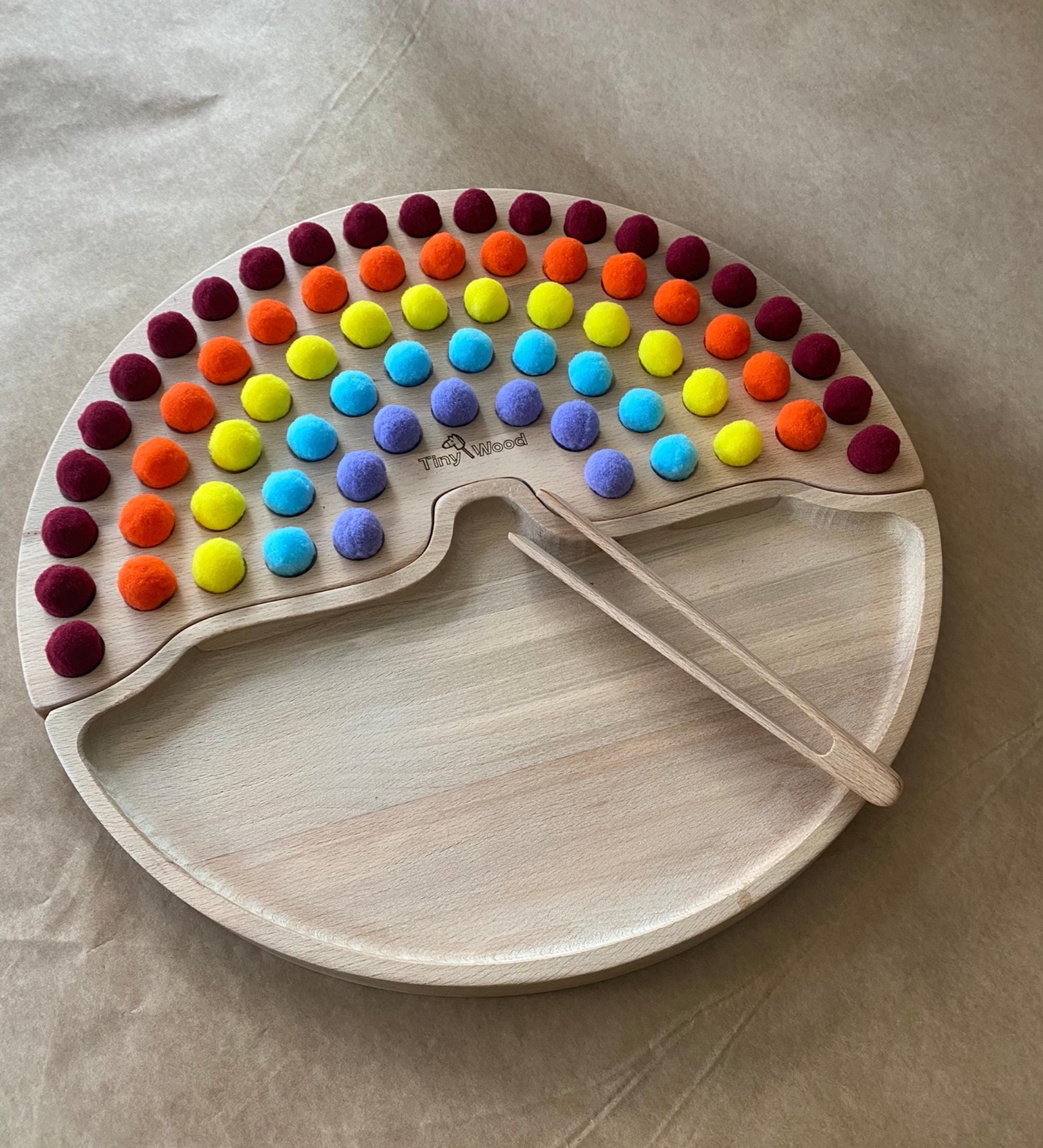 Montessori Rainbow Color Sorting Set: Wooden Toy With Tongs - Etsy