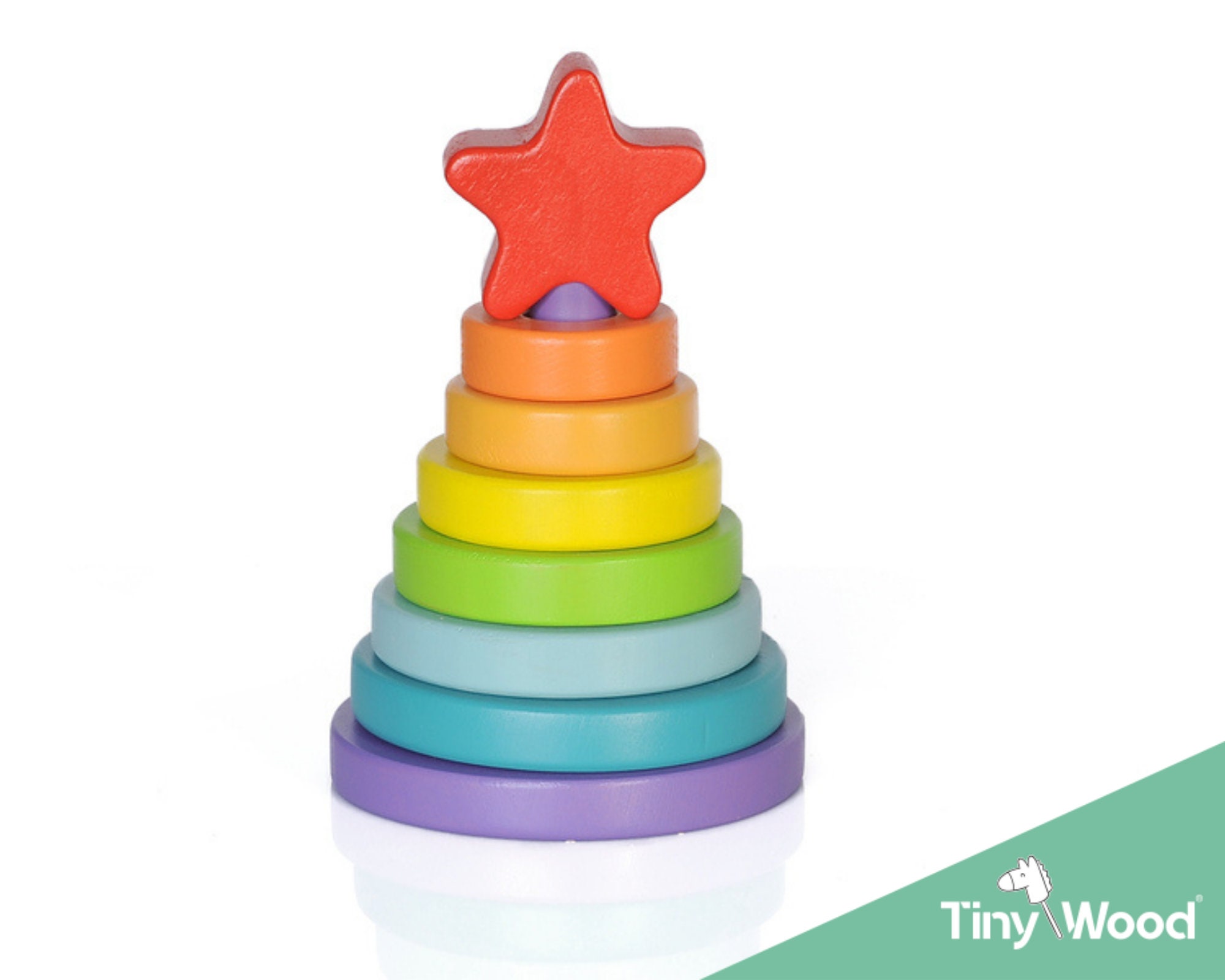 Wooden Ring Stacker, Montessori Rainbow Stacker, Ring Stacker, Waldorf ...