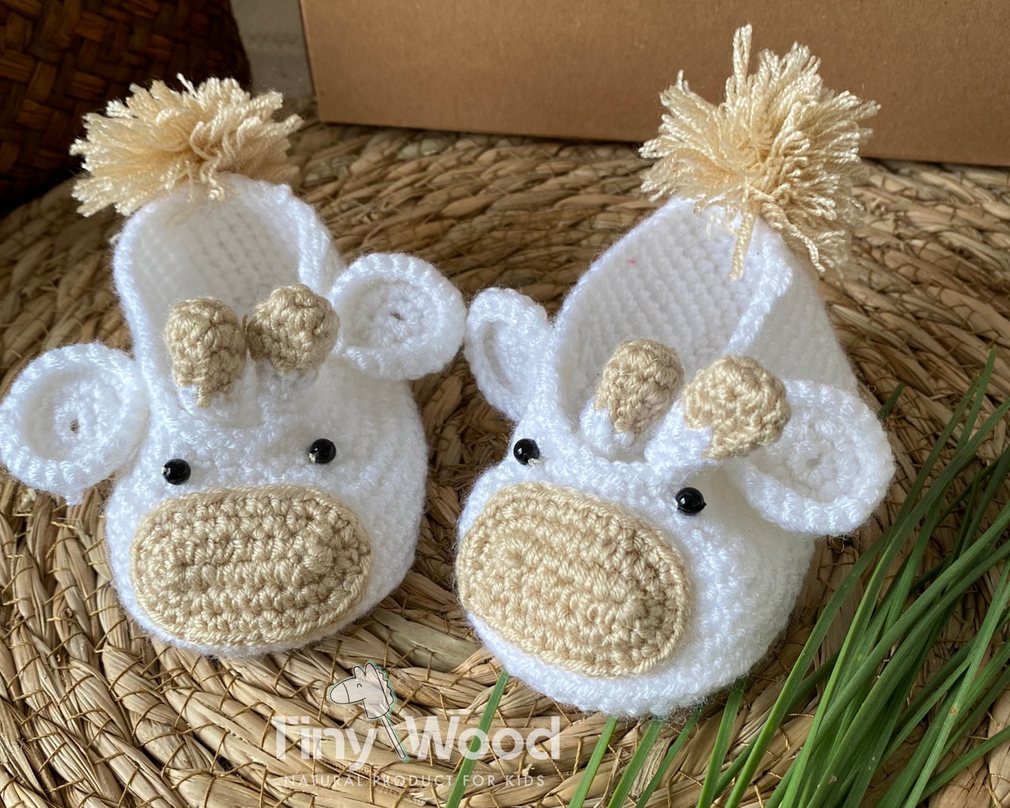 Giraffe Crochet Baby Booties, Organic Wool Hand Knitted Baby Booties ...