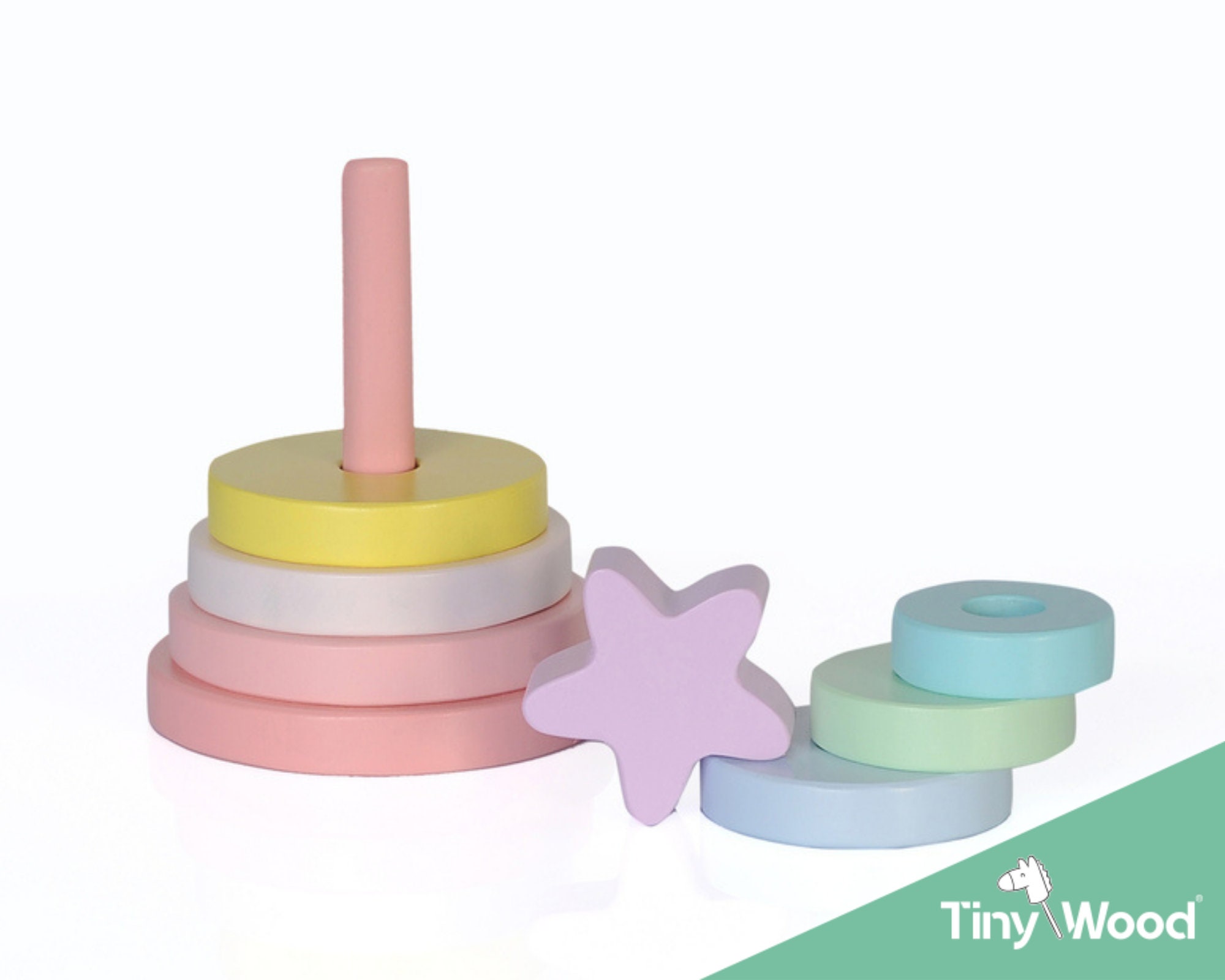 Wooden Ring Stacker, Montessori Rainbow Stacker, Ring Stacker, Waldorf ...