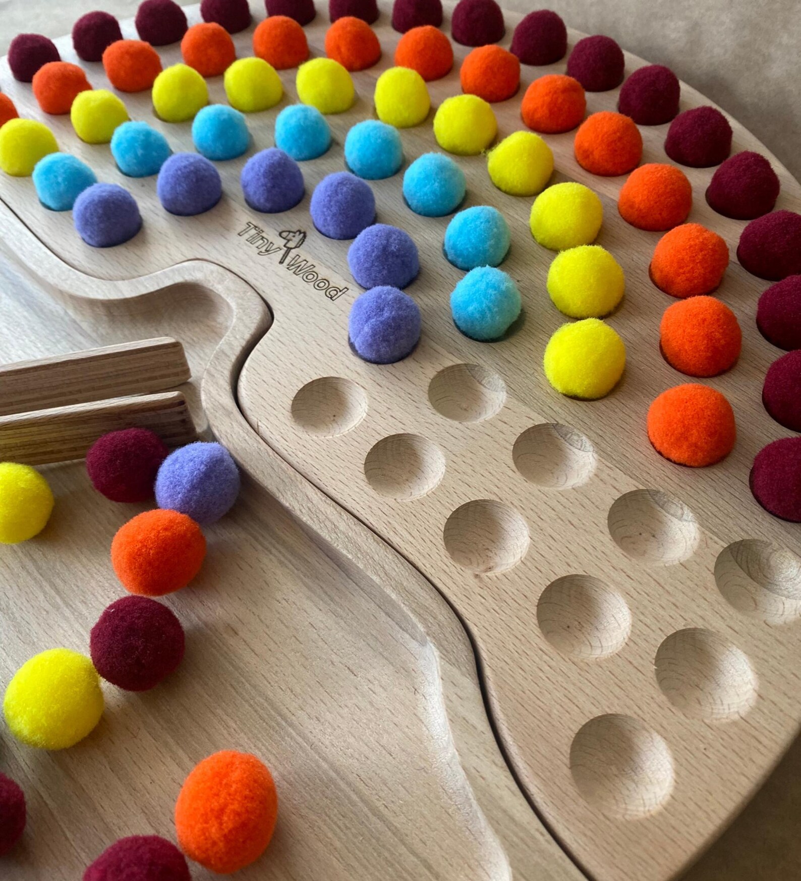 Montessori Rainbow Color Sorting Set: Wooden Toy With Tongs - Etsy