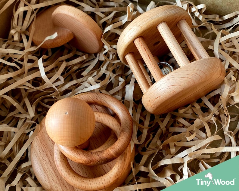 All Natural Wood Stacking Rings Montessori Toy – Sensory Educational ...