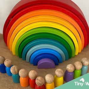 Waldorf Rainbow & Peg Doll Set | 12-pack Waldorf Rainbow | Montessori ...