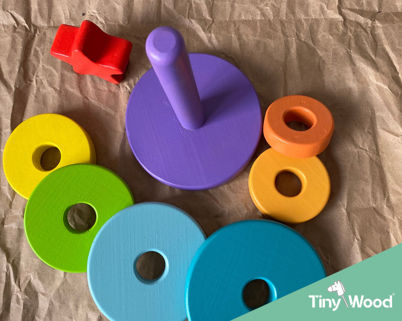 Wooden Ring Stacker, Montessori Rainbow Stacker, Ring Stacker, Waldorf ...