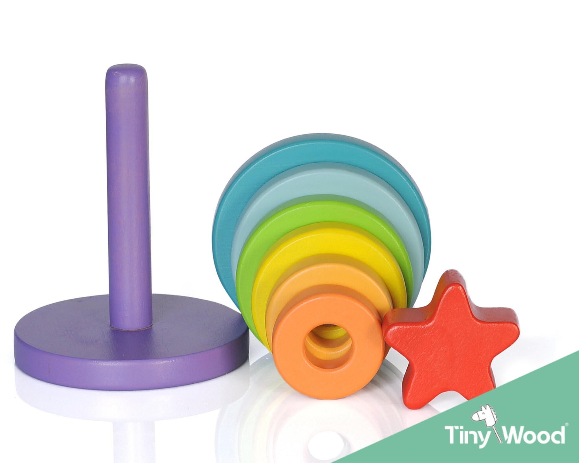 Wooden Ring Stacker, Montessori Rainbow Stacker, Ring Stacker, Waldorf ...