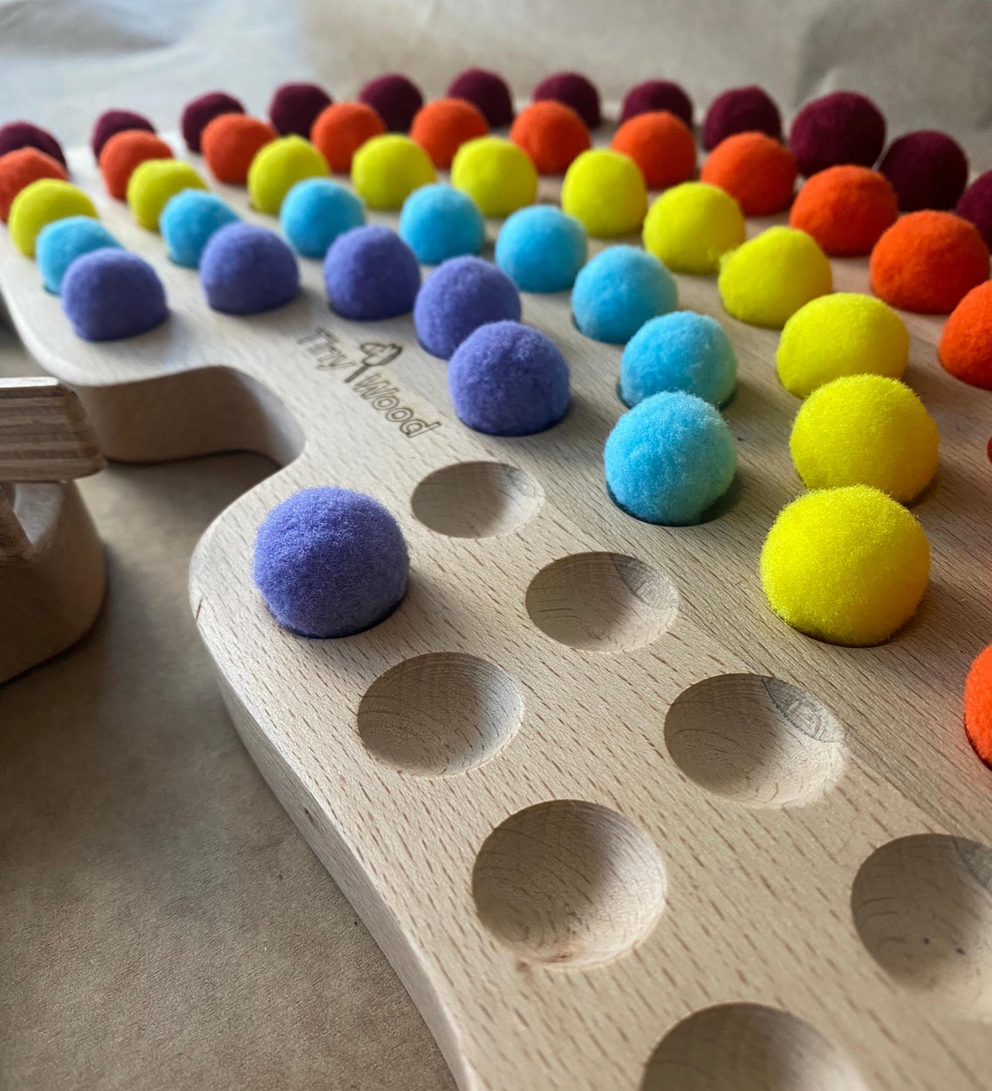 Montessori Rainbow Color Sorting Set: Wooden Toy With Tongs - Etsy
