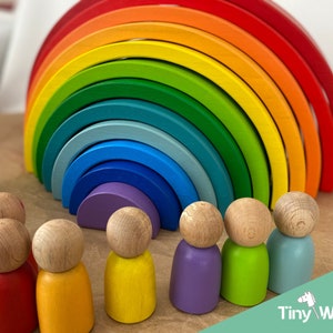 Waldorf Rainbow & Peg Doll Set | 12-pack Waldorf Rainbow | Montessori ...