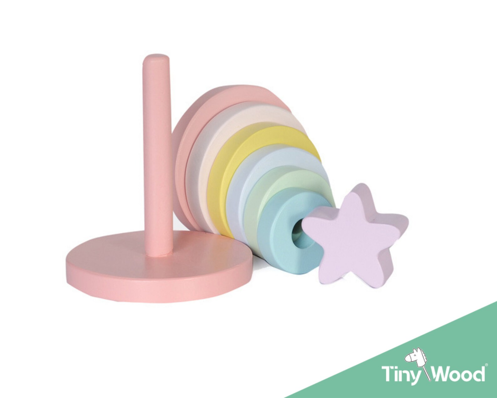 Wooden Ring Stacker, Montessori Rainbow Stacker, Ring Stacker, Waldorf ...