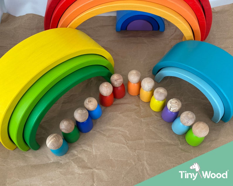 Waldorf Rainbow & Peg Doll Set 12-pack Waldorf Rainbow Montessori Baby ...