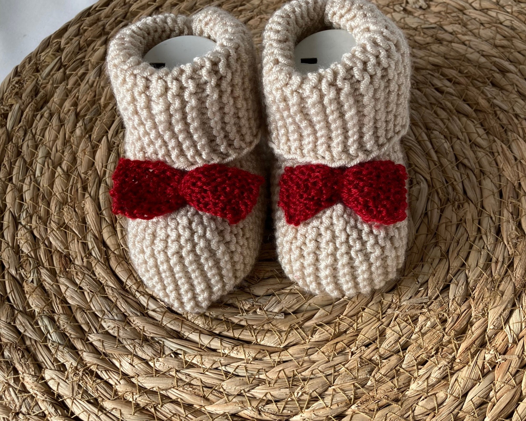 Organic Wool Hand Knitted Baby Booties, Hand Knit Organic Baby Shoes ...
