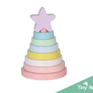 Wooden Ring Stacker, Montessori Rainbow Stacker, Ring Stacker, Waldorf ...
