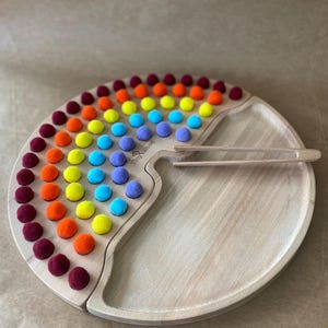 Montessori Rainbow Color Sorting Set: Wooden Toy With Tongs - Etsy