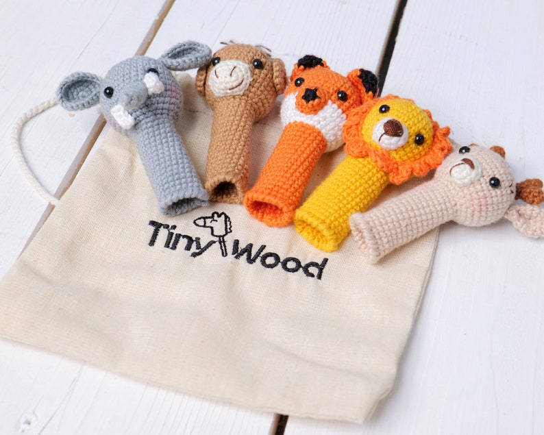 Crochet Safari Animal Finger Puppets: Handmade Baby & Toddler Toy - Etsy