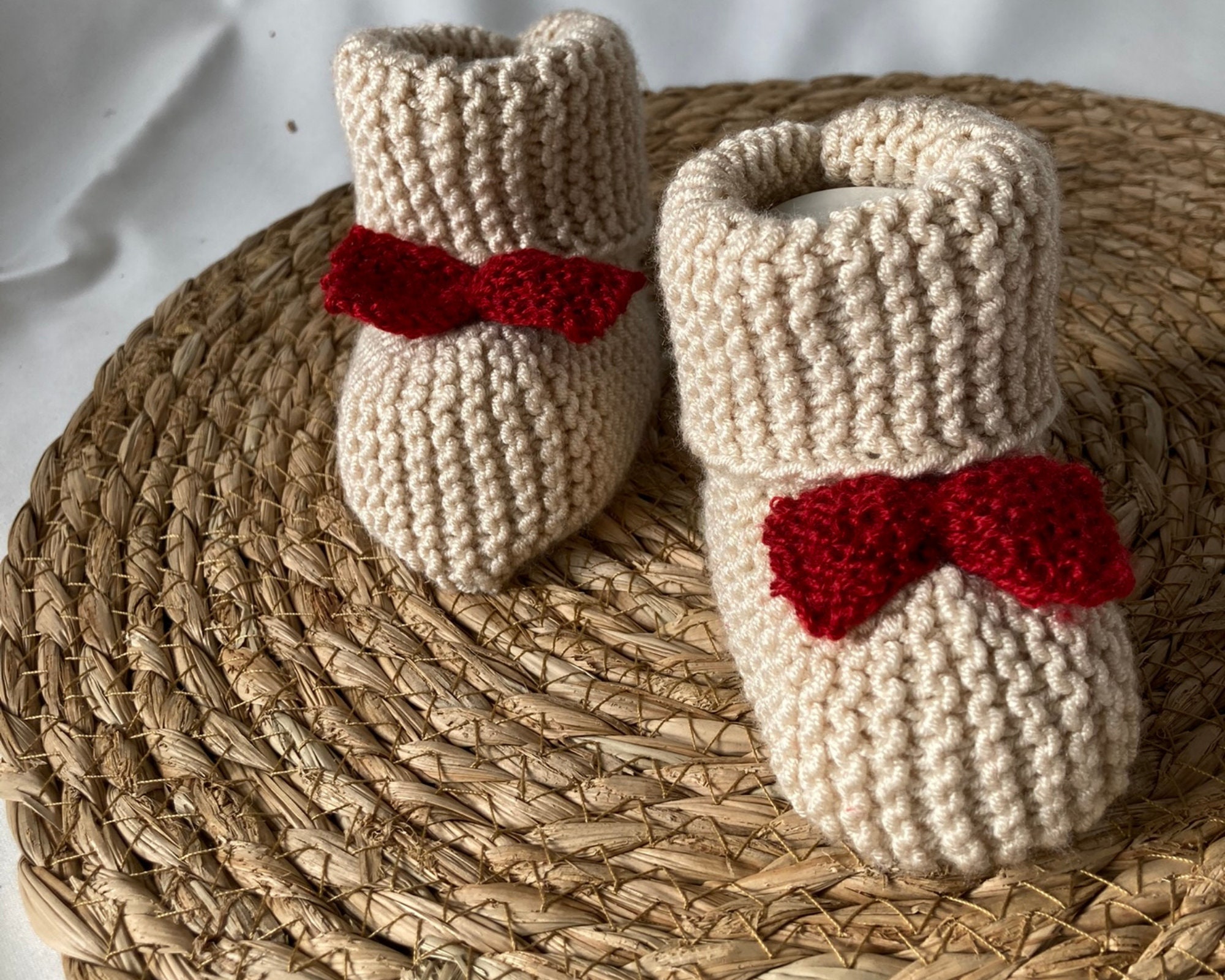 Organic Wool Hand Knitted Baby Booties, Hand Knit Organic Baby Shoes ...