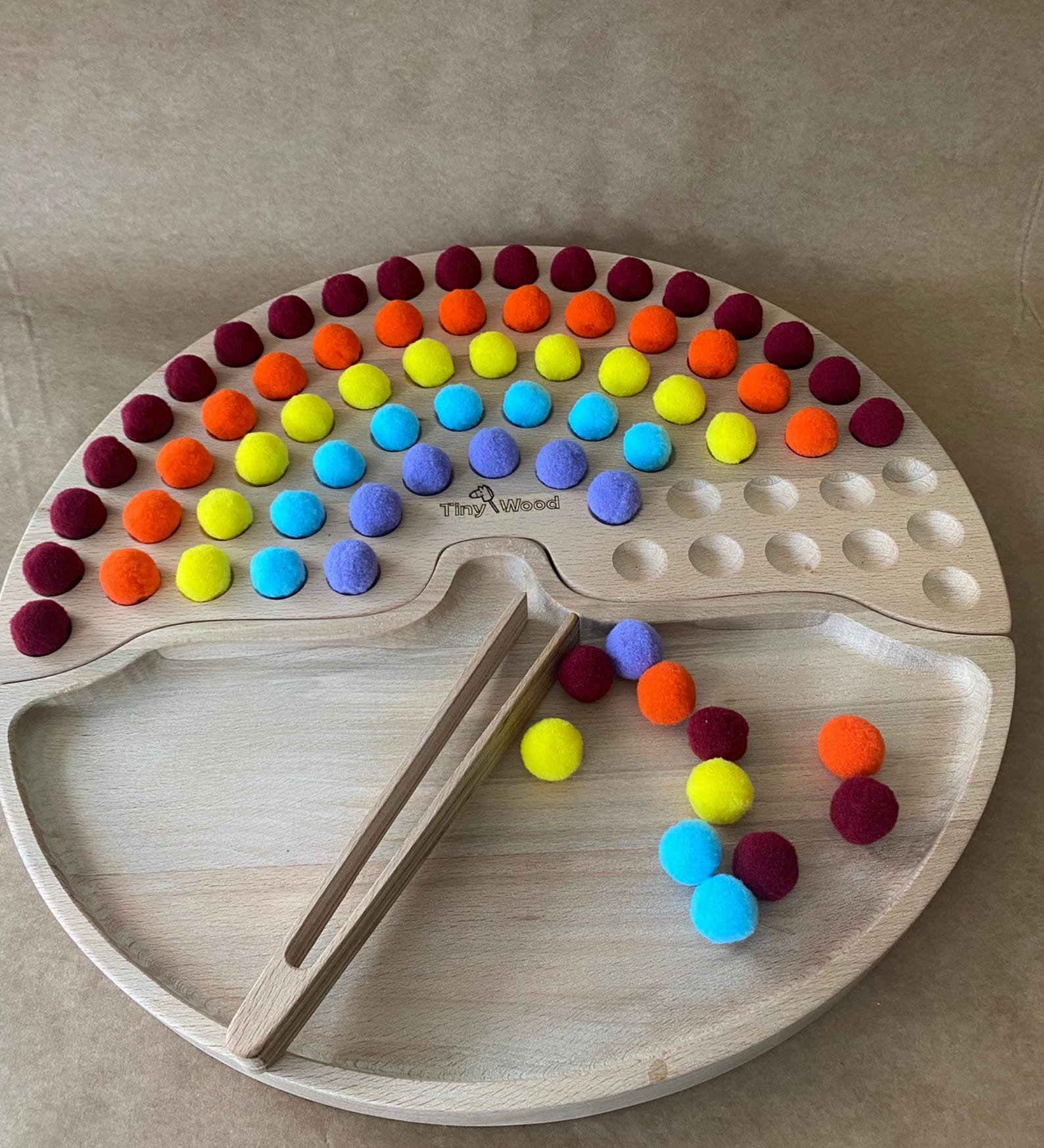 Montessori Rainbow Color Sorting Set: Wooden Toy With Tongs - Etsy