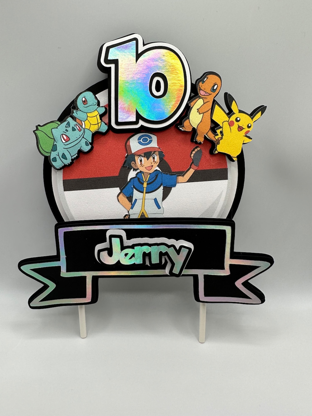 Personalized 3D Anime Ash Ketchum Cake Topper Pokoman Inspired, Party ...