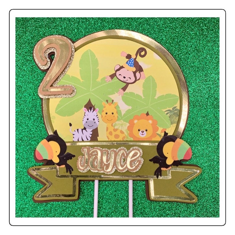 Personalized Safari Theme Birthday Cake Topper - Etsy