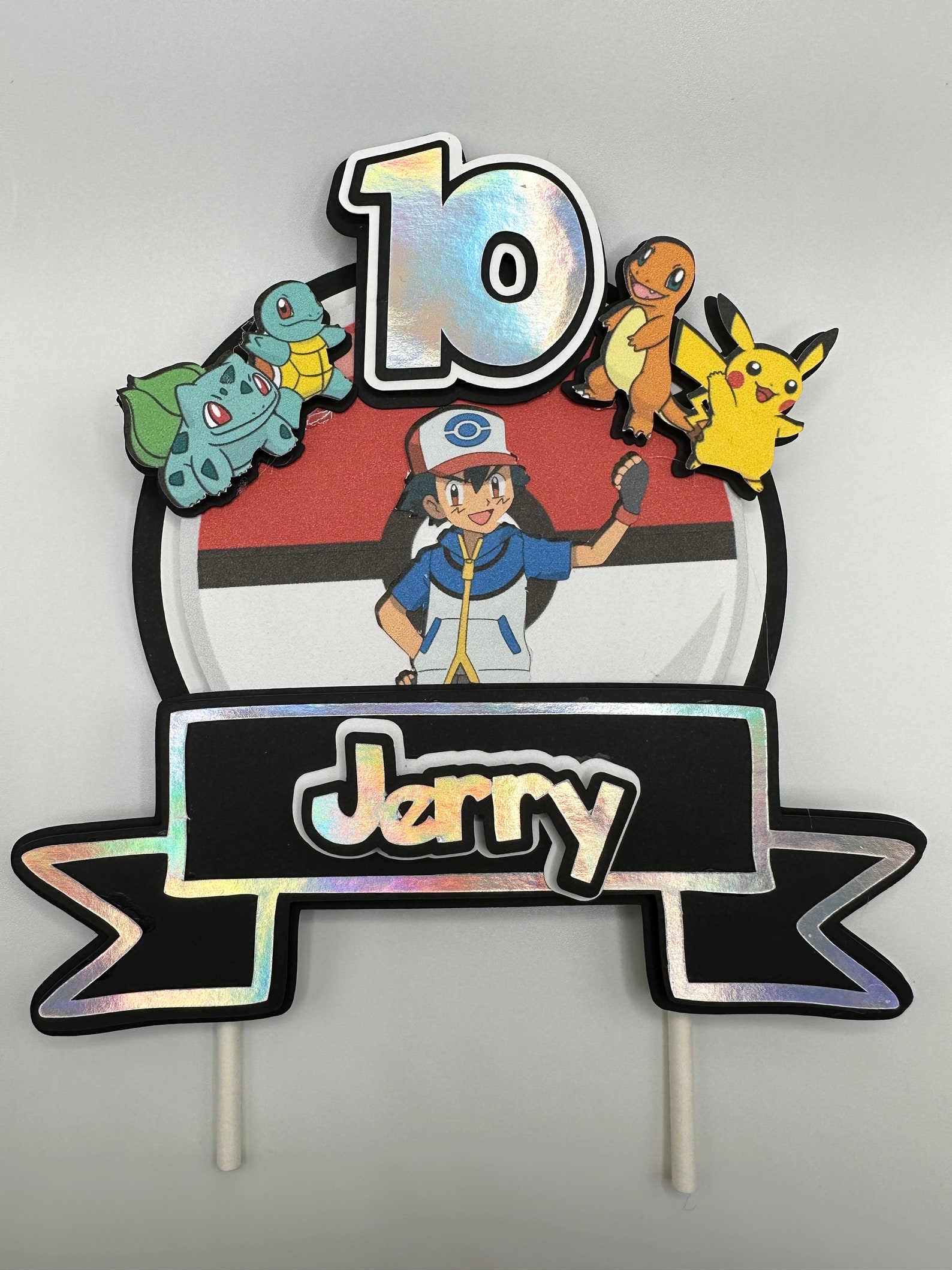 Personalized 3D Anime Ash Ketchum Cake Topper Pokoman Inspired, Party ...