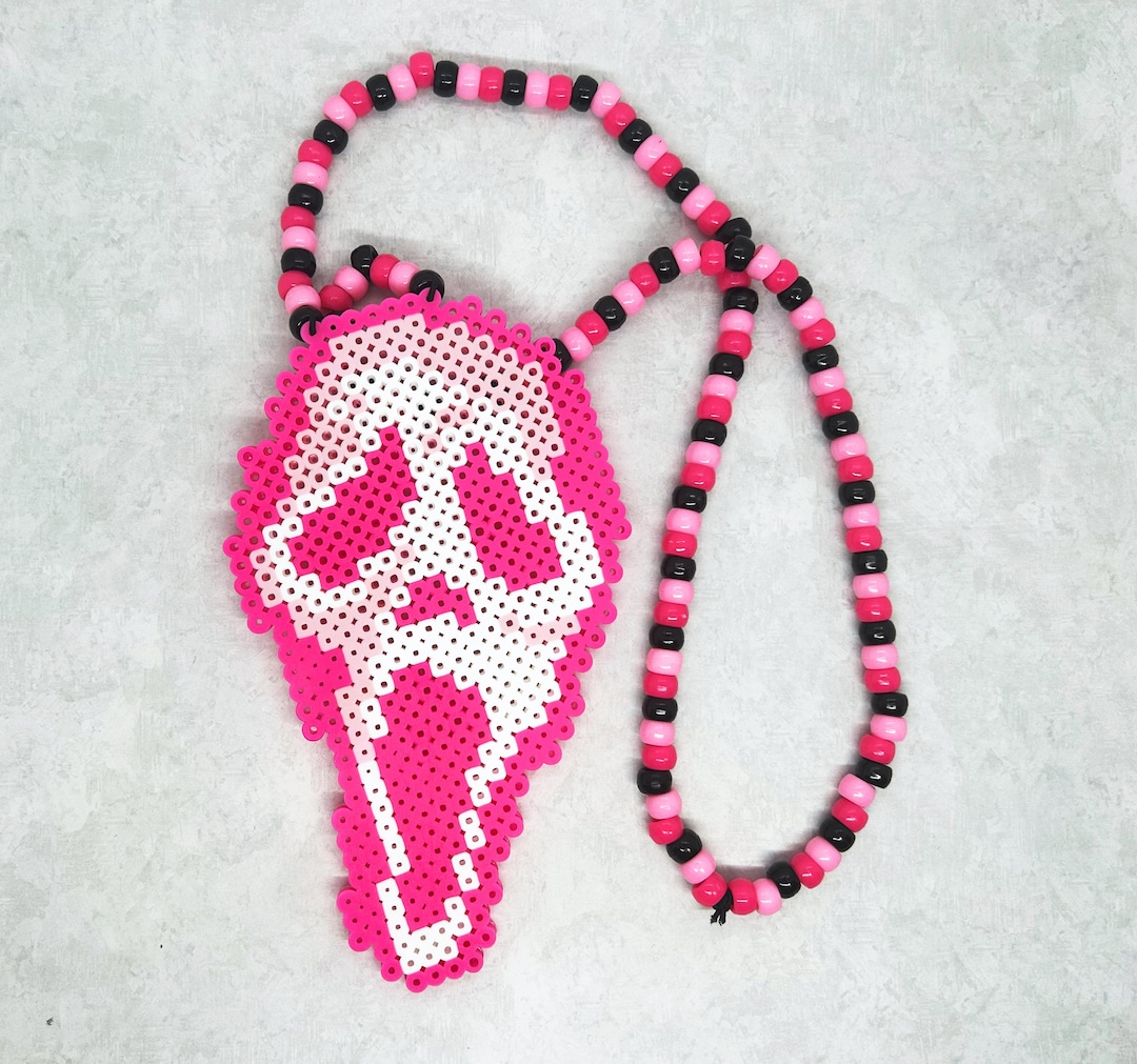 Cute Horror SCREAM Perler Kandi Necklace, Rave Necklace, Perler Art - Etsy