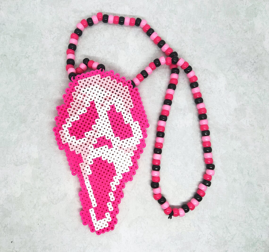 Cute Horror SCREAM Perler Kandi Necklace, Rave Necklace, Perler Art - Etsy
